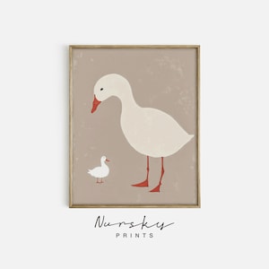 Silly Goose & Little Duck Art | Serene Pink Nursery Decor Poster | Farm ...