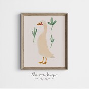 Silly Goose Wall Art, Cute Goose Poster, Beige Nursery Decor, Farm ...