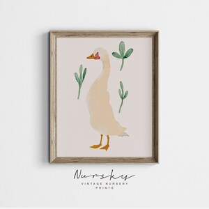 Silly Goose Wall Art, Cute Goose Poster, Beige Nursery Decor, Farm ...