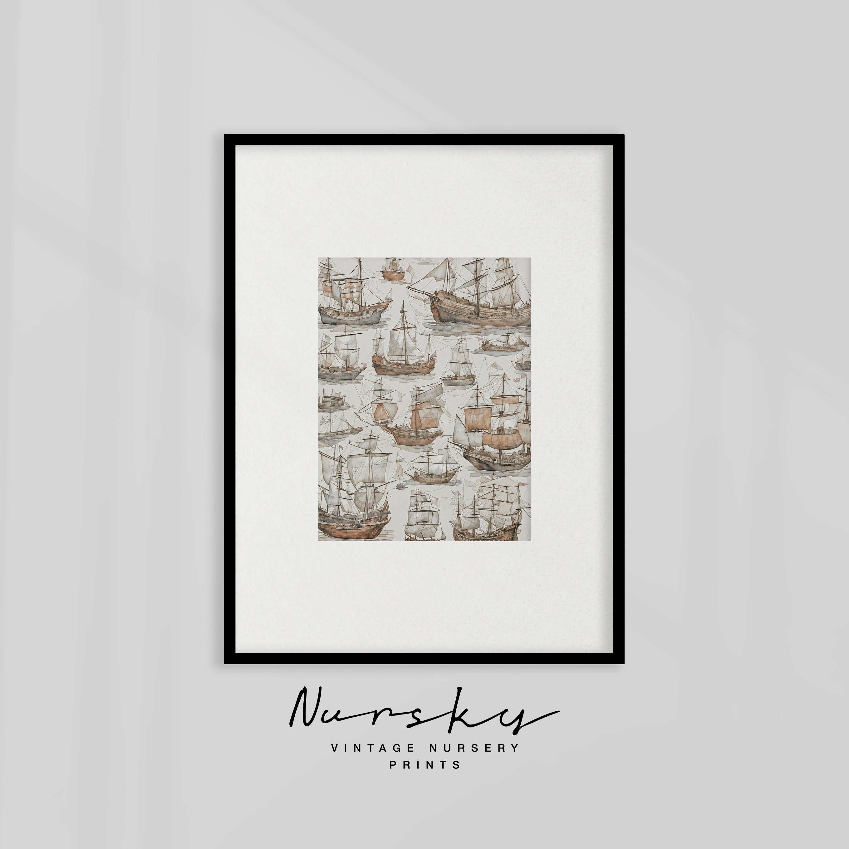 Vintage Sail Ship Print Watercolor Old Ships Poster Nursery Sailing ...