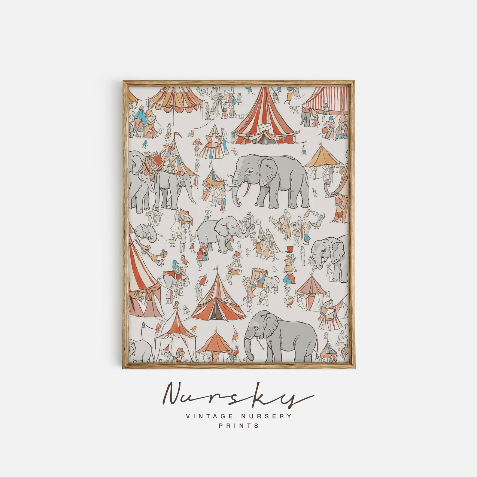 Circus Theme Print - Elephant Nursery Art - Safari Animals Decor ...