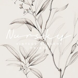 Vintage Neutral Flower Sketch - Botanical Drawing - Minimalist Print ...
