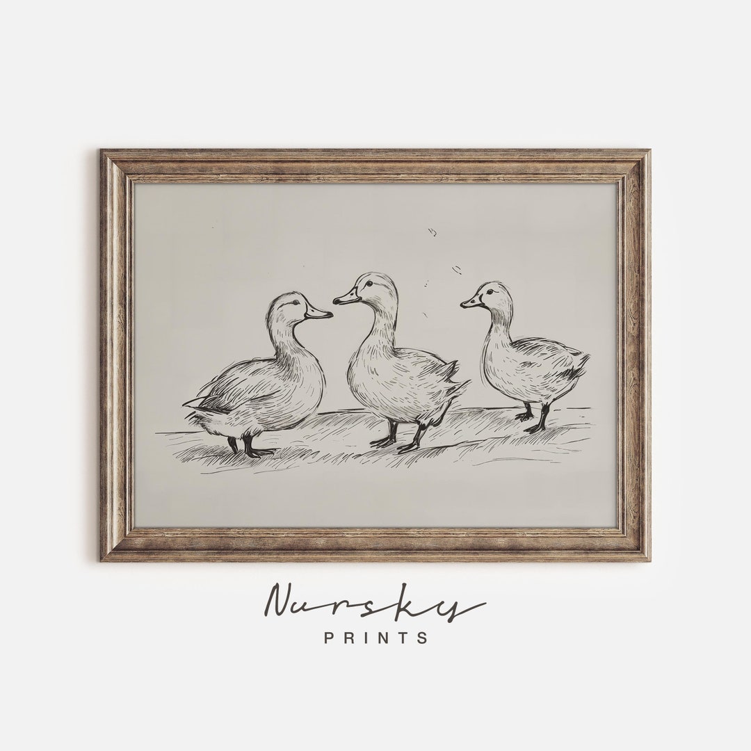 Vintage Ducklings Print | Cute Animal Prints | Nursery Farmhouse Art ...