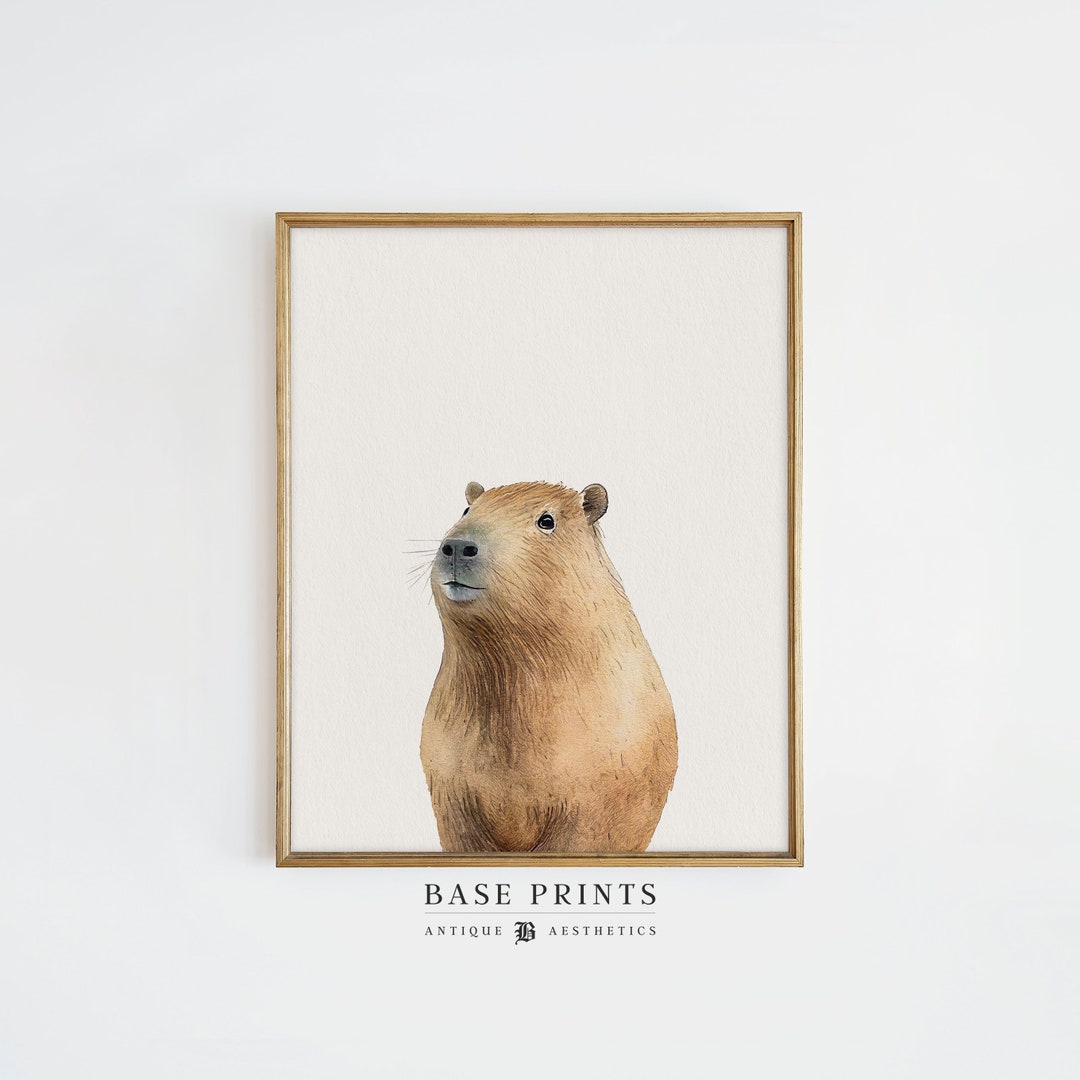 Cute Capybara Print Neutral Animal Nursery Poster Vintage - Etsy