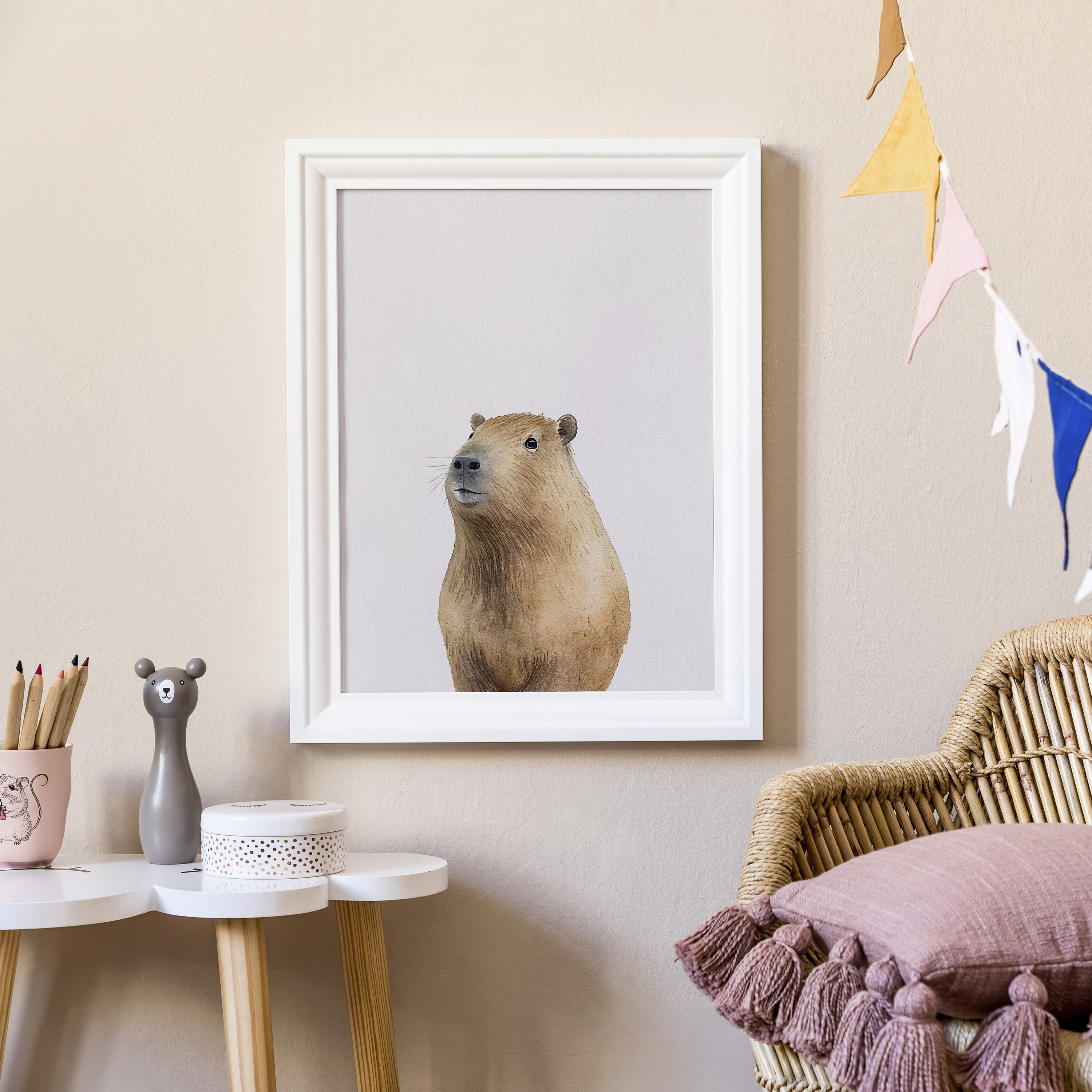Cute Capybara Print Neutral Animal Nursery Poster Vintage - Etsy
