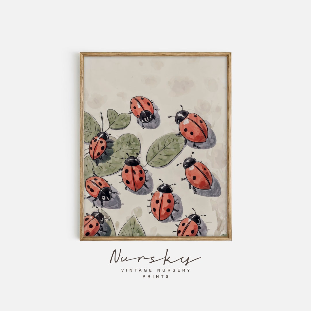 Vintage Ladybird Print Ladybug Wall Art Garden Bug Print Insect ...