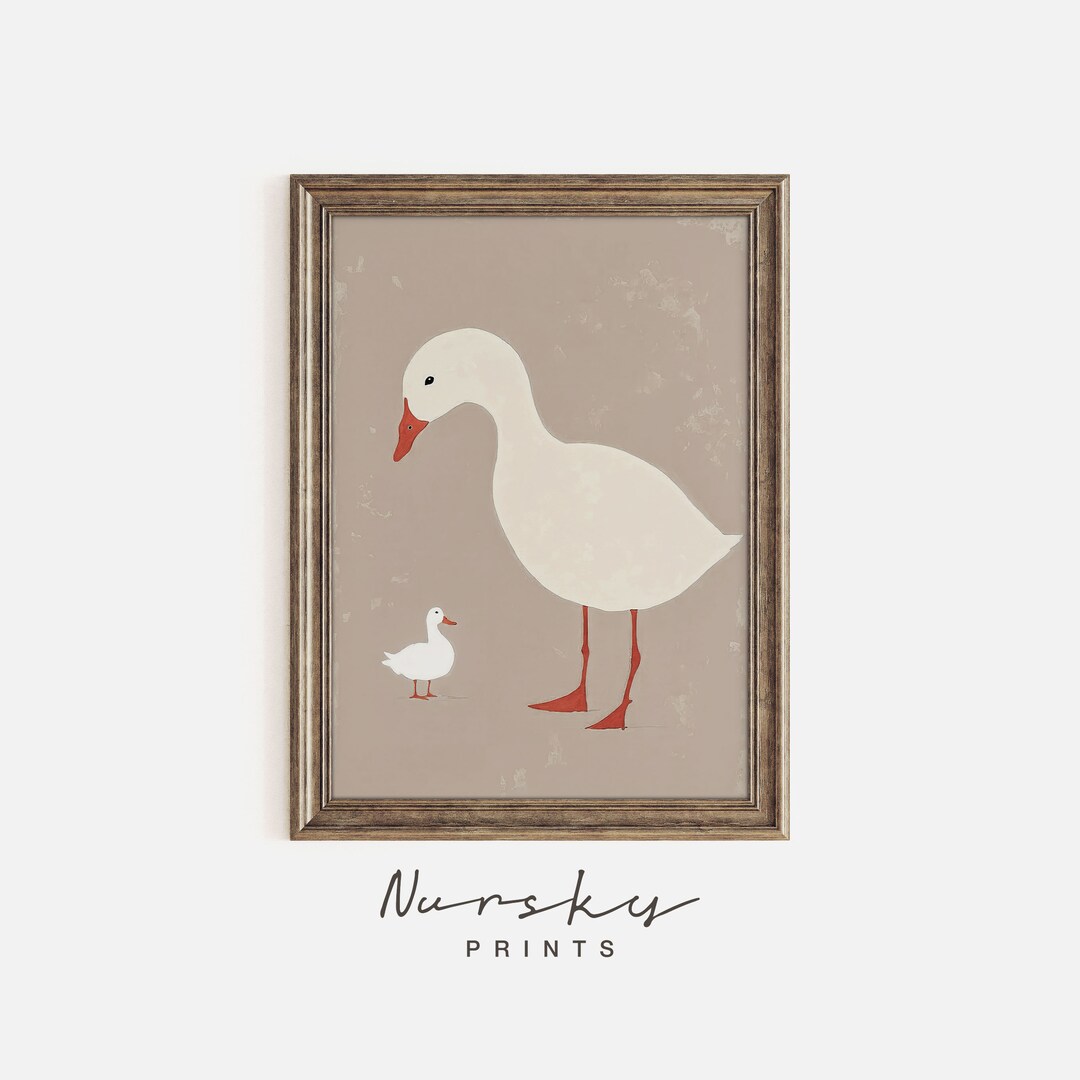 Silly Goose & Little Duck Art | Serene Pink Nursery Decor Poster | Farm ...