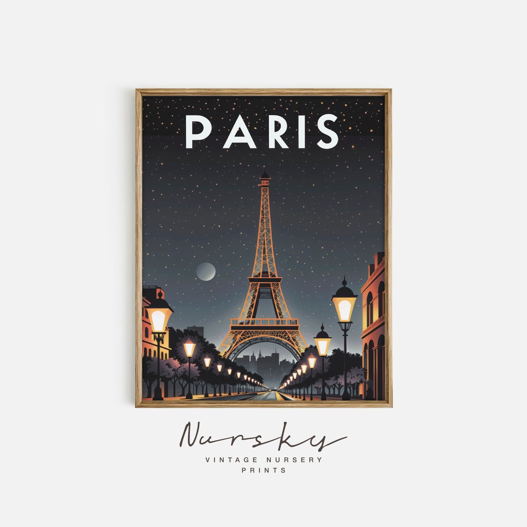 Cute Paris Eiffel Tower Poster France Travel Exhibition Print Nursery ...