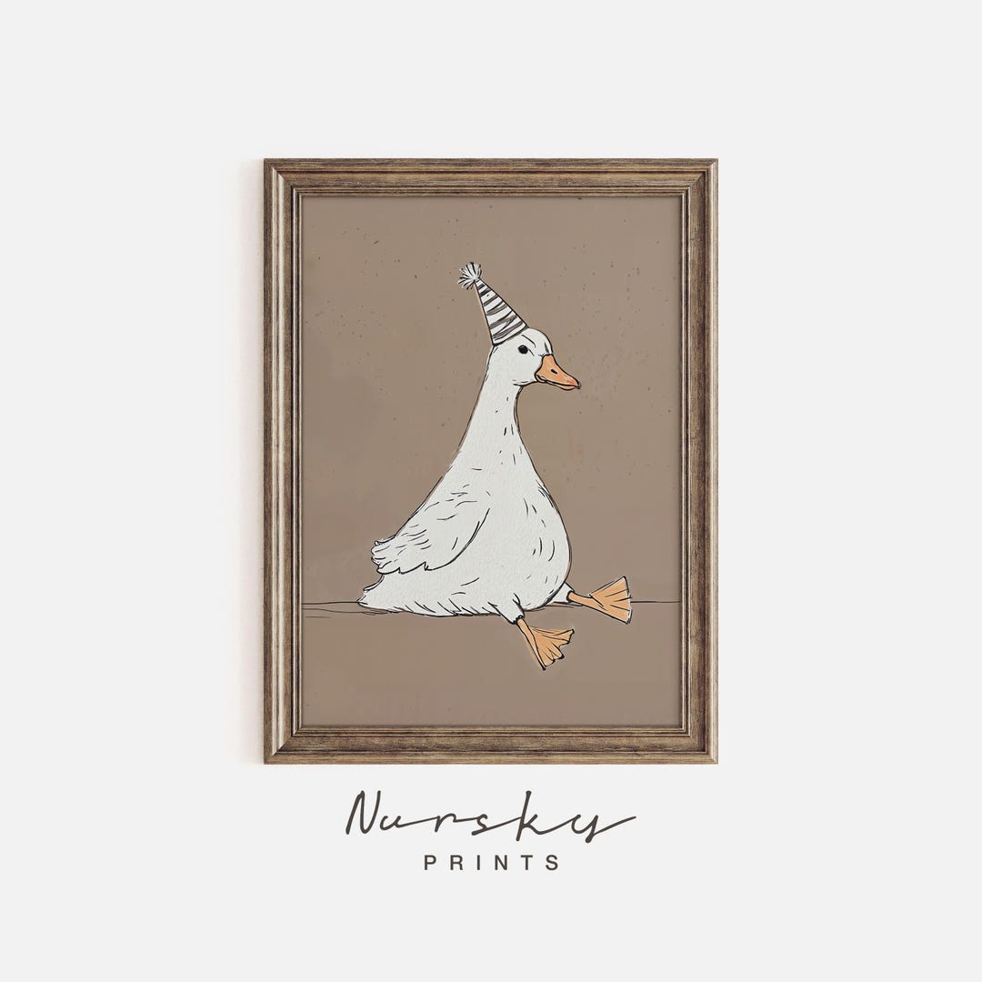 Silly Goose Art Print Adorable Animal Decor Printable Kids Room Cute ...