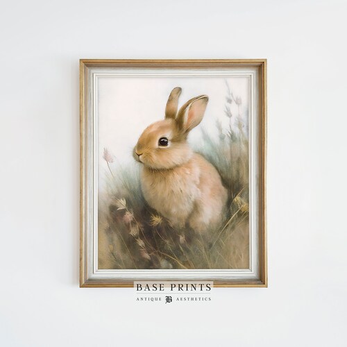 Vintage Rabbit Painting Printable Wall Art Easter Wall Art - Etsy