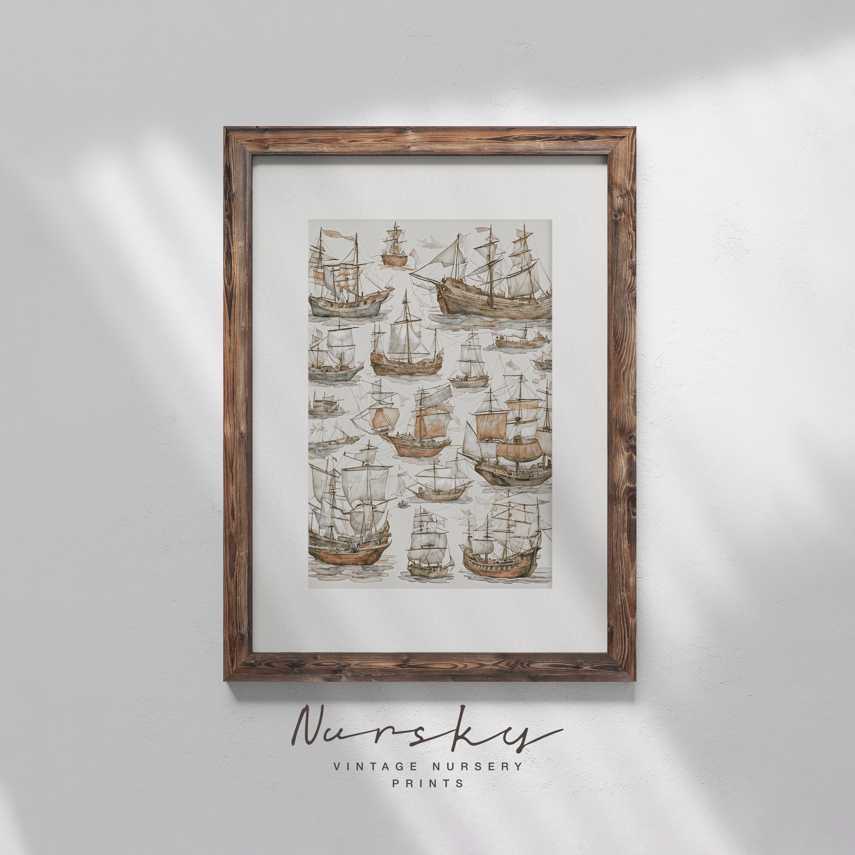 Vintage Sail Ship Print Watercolor Old Ships Poster Nursery Sailing ...