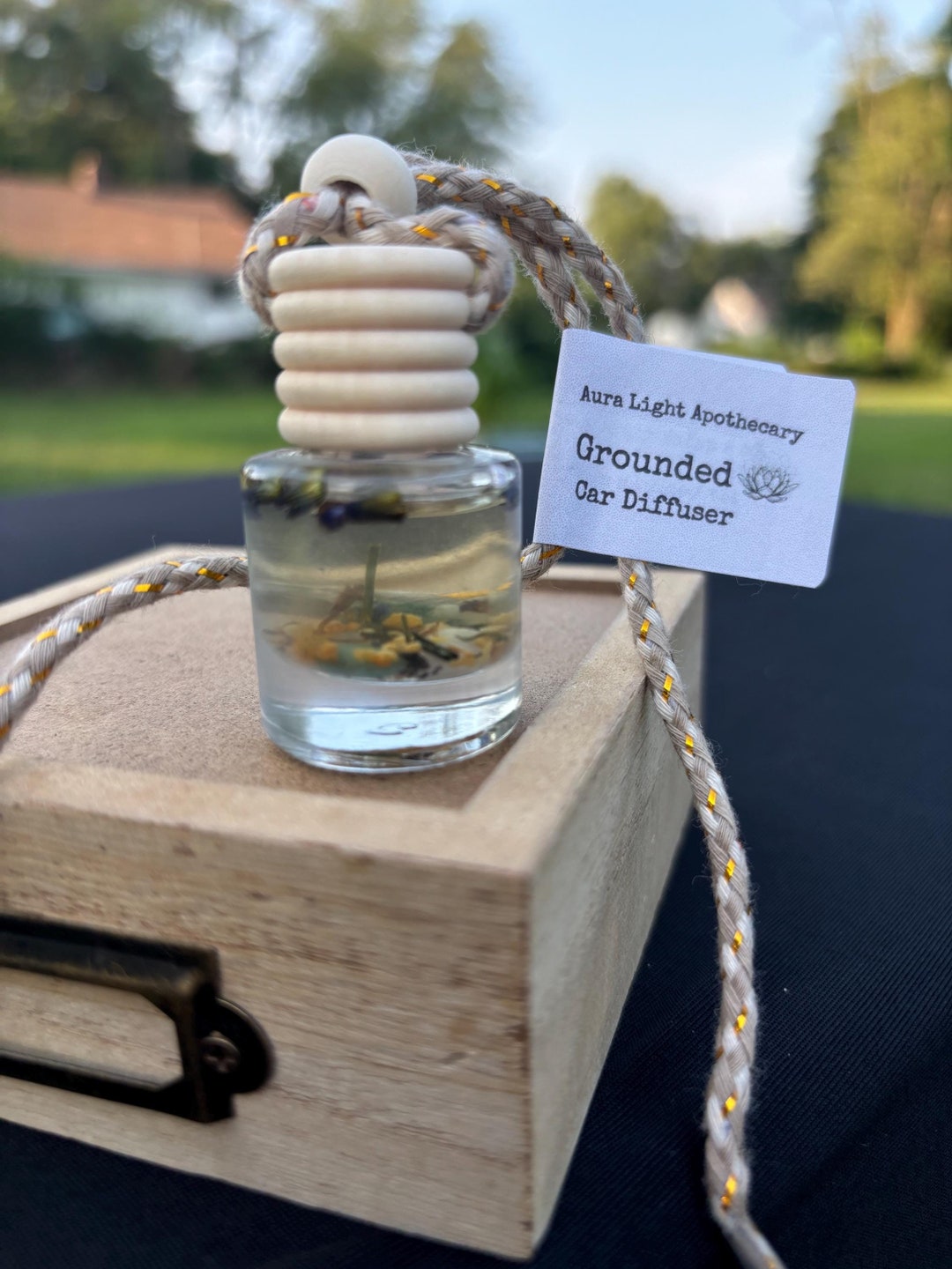 Grounded Car Diffuser With Moss Agate Crystals | Citrus Car Air Freshener | Citrus Scented Air ...