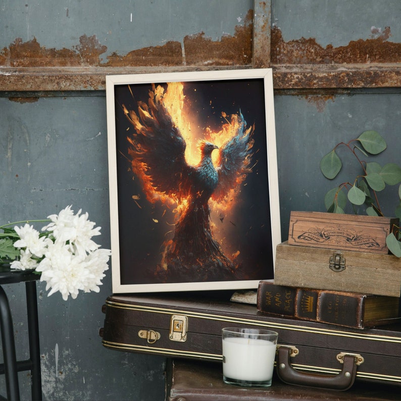 Burning Pheonix Art Print, Fantasy Wall Decor, Fantasy Art Prints, Art ...