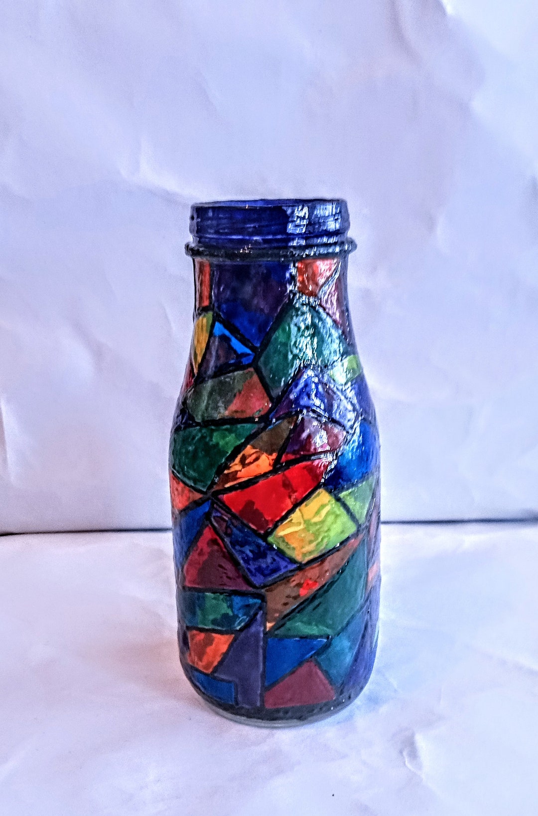SM Stained Glass Bottle - Etsy