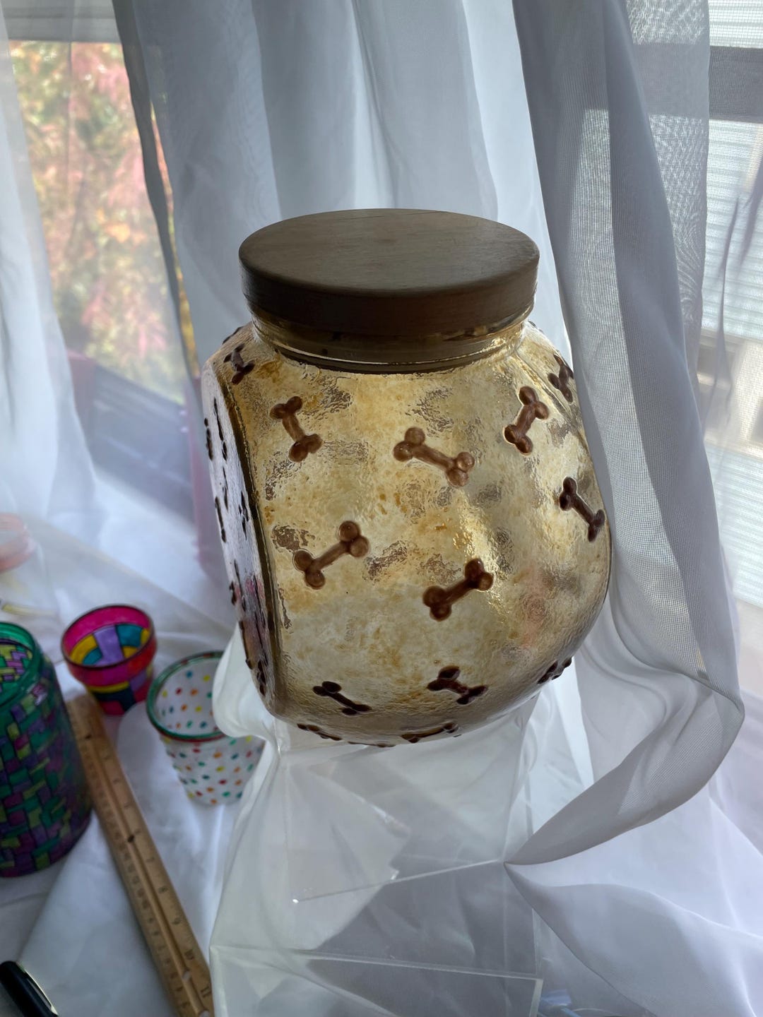 Stain Glass Painted Dog Treat Jar - Etsy