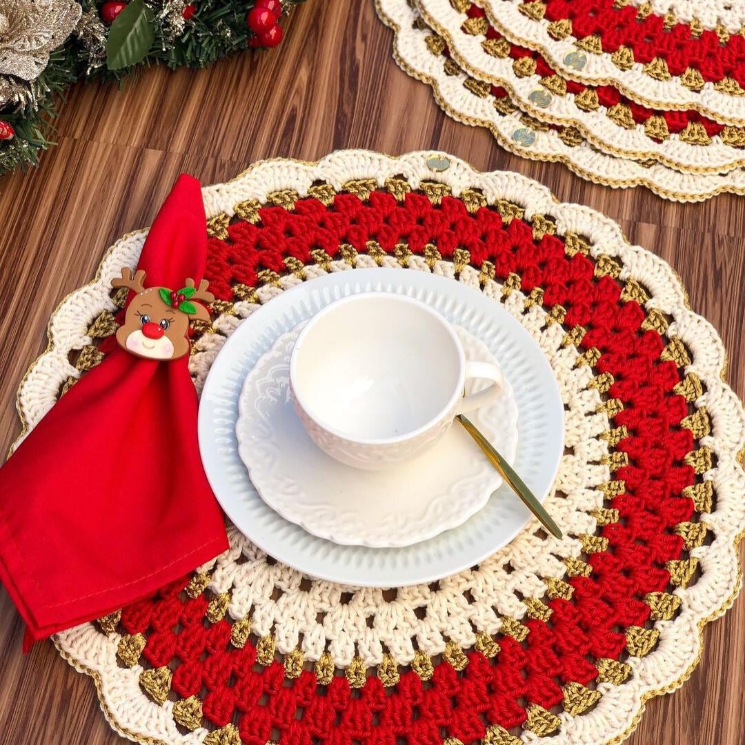Christmas Crochet Table Mats, Handmade Table Runner,xmas Crochet ...