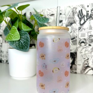 Kpop Glass Cup Frosted Glass Can Kpop Cup Kpop Gift Kawaii Cup - Etsy