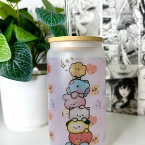 Kpop Glass Cup Frosted Glass Can Kpop Cup Kpop Gift Kawaii Cup - Etsy