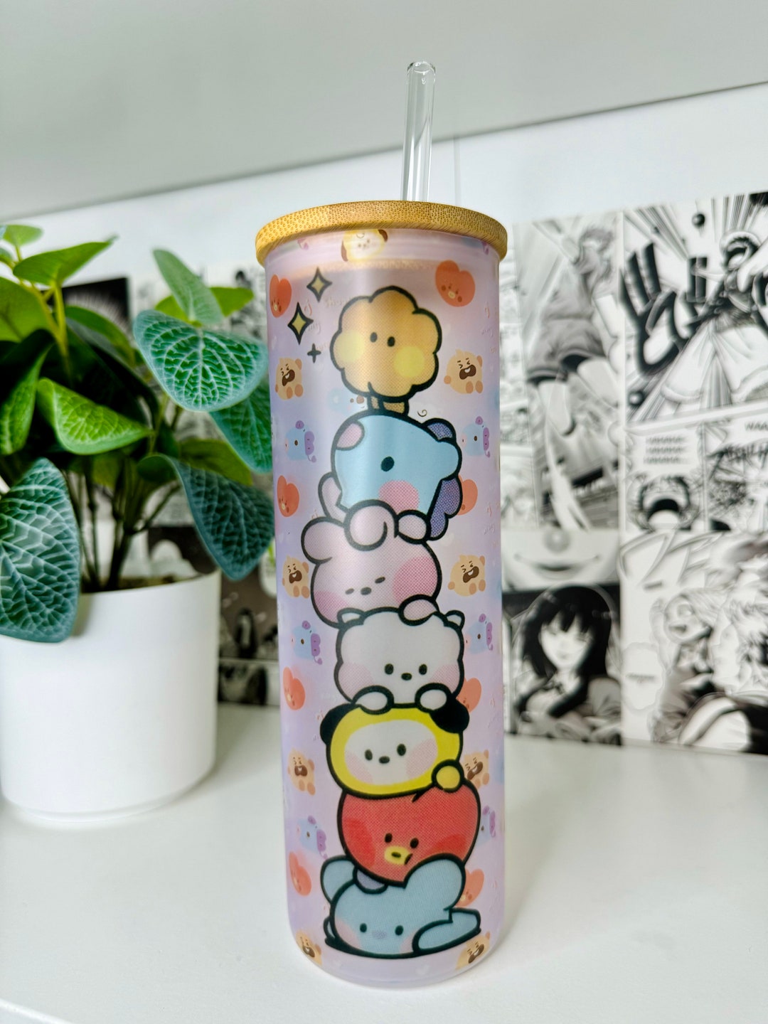 Kpop Glass Cup Kpop 20oz Skinny Glass Cup Kpop Cup Kpop Gift Kawaii ...