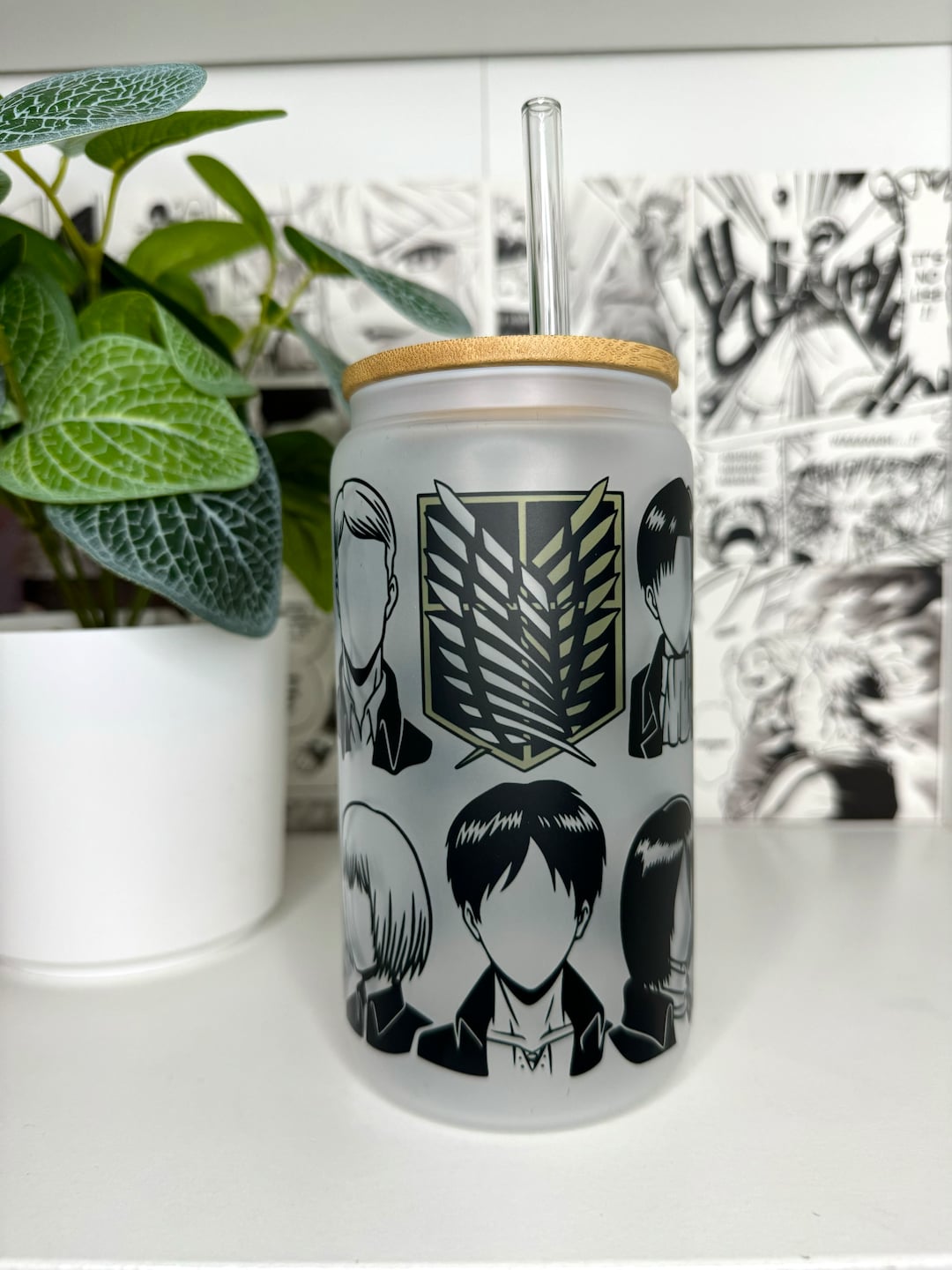 Anime Cup 16oz Anime Glass Cup Anime Glass Cup Frosted Glass Cup Anime ...