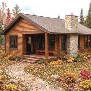 24x32 Small Cabin Plans With Porch: DIY Cottage House Blueprint (PDF ...