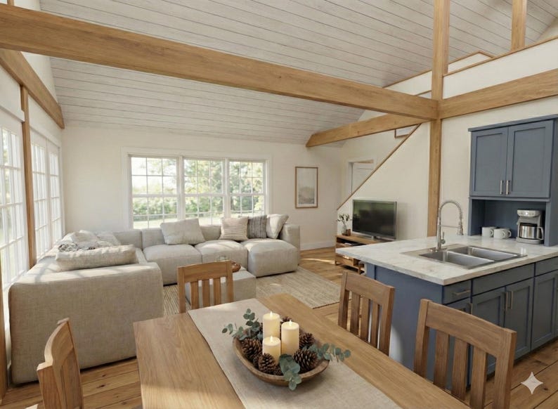 22x32 Small Cabin Plans With Loft: DIY Cottage House Blueprint (PDF ...