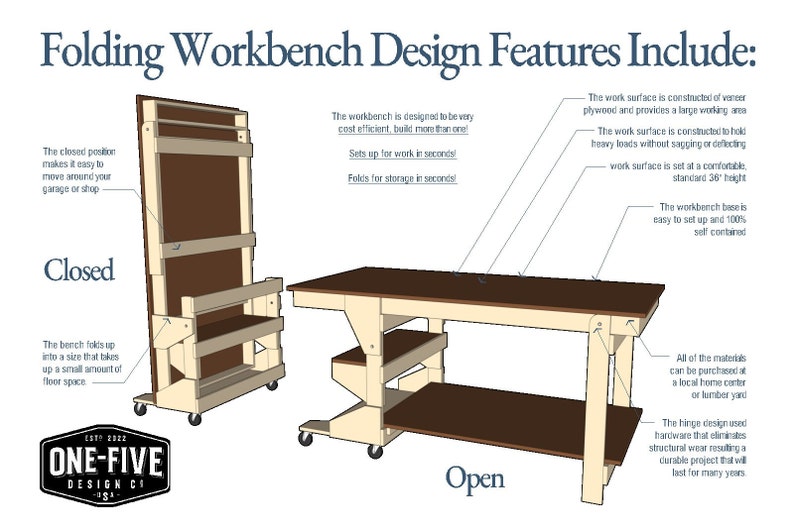 Folding Workbench Plans - PDF Instant Download - Etsy