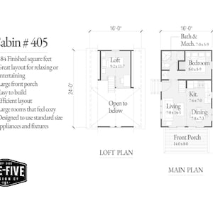 16x24 Small Cabin Plans With Loft: DIY Cottage House Blueprint (PDF ...