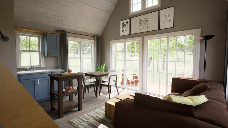 16x24 Small Cabin Plans With Loft: DIY Cottage House Blueprint (PDF ...