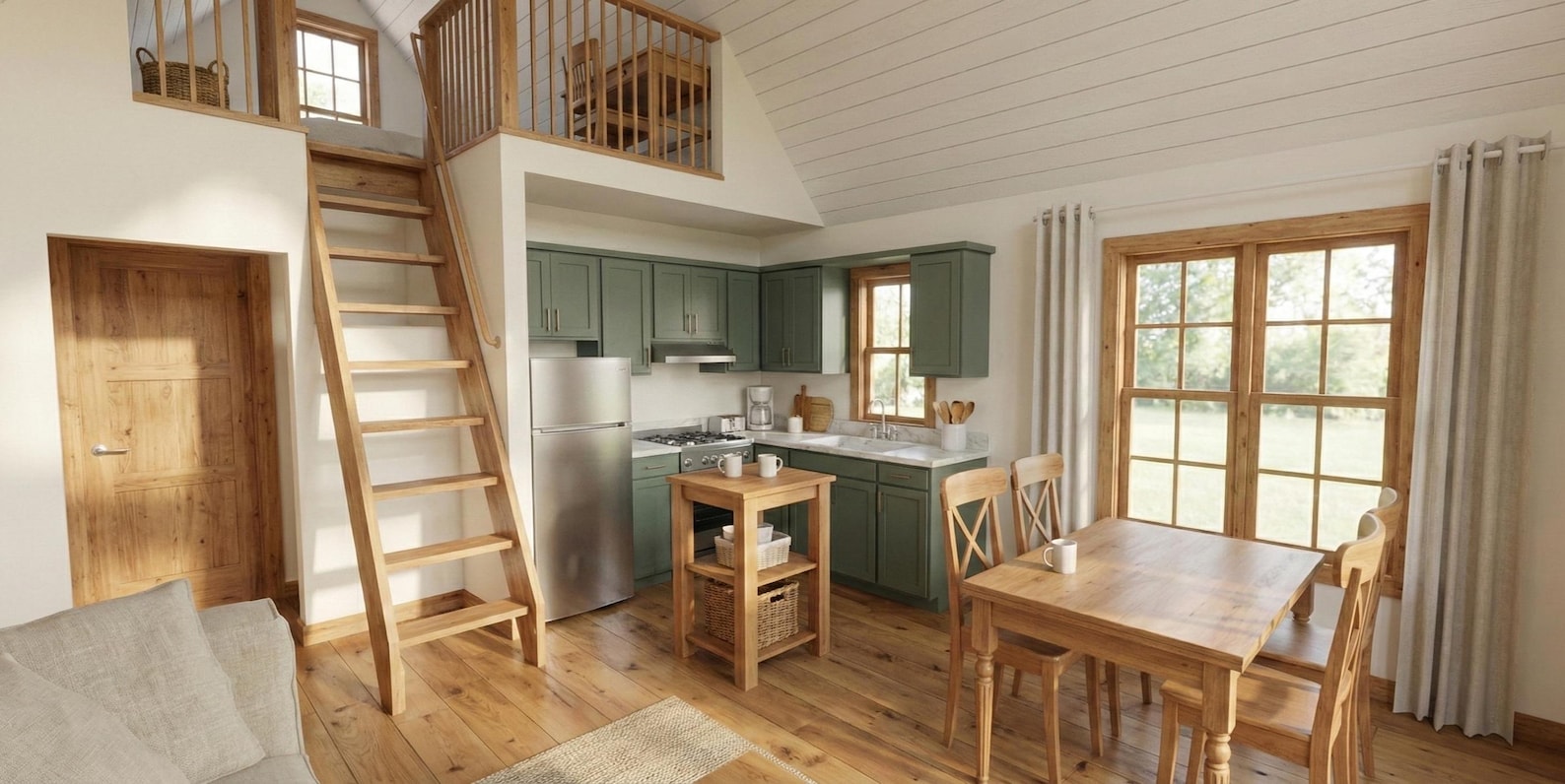 16x24 Small Cabin Plans With Loft: DIY Cottage House Blueprint (PDF ...