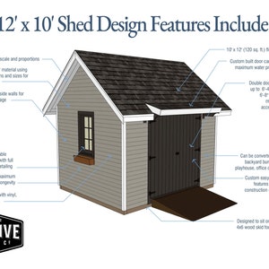 12'x10' Gable Garden Shed Plans: DIY Backyard Shed Blueprints (PDF) - Etsy