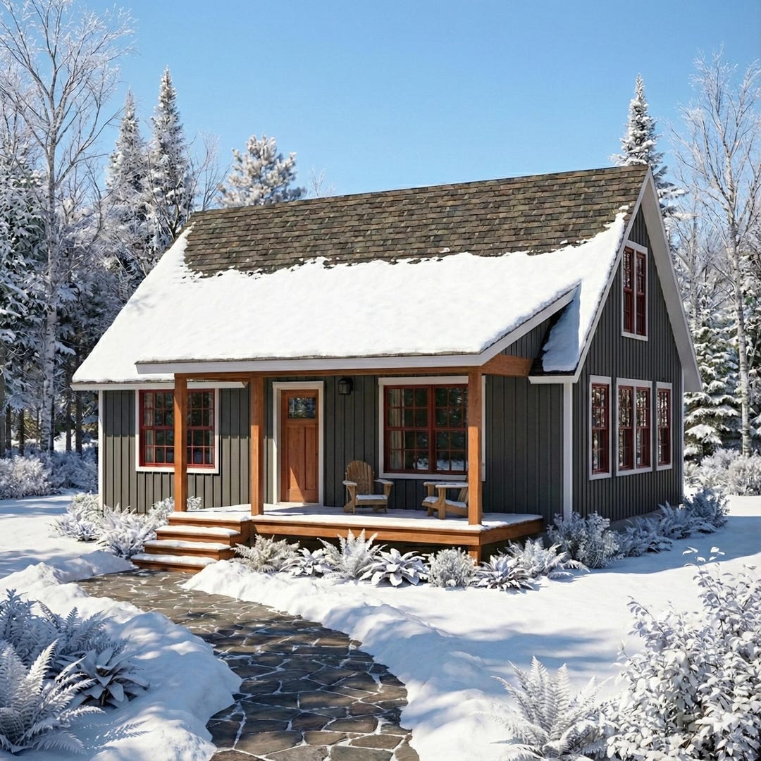 22x32 Small Cabin Plans With Loft: DIY Cottage House Blueprint (PDF ...