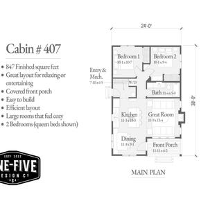 24x38 Cottage House Plan PDF: Small 2 Bedroom Cabin Blueprint (instant ...