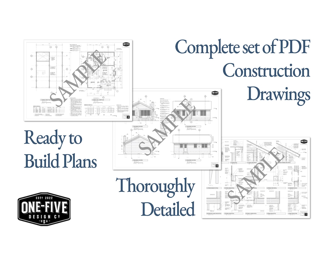24x32 Small Cabin Plans With Porch: DIY Cottage House Blueprint (PDF ...
