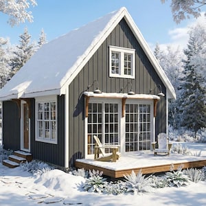 16x24 Small Cabin Plans With Loft: DIY Cottage House Blueprint (PDF ...