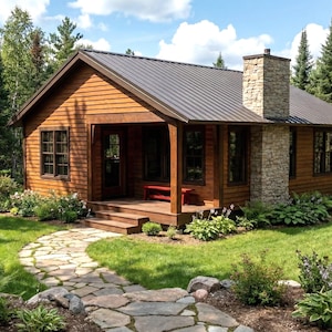 24x32 Small Cabin Plans With Porch: DIY Cottage House Blueprint (PDF ...