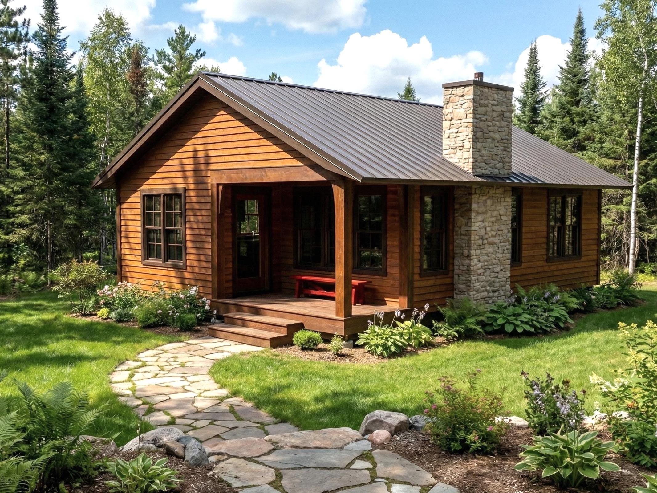 24x32 Small Cabin Plans With Porch: DIY Cottage House Blueprint (PDF ...