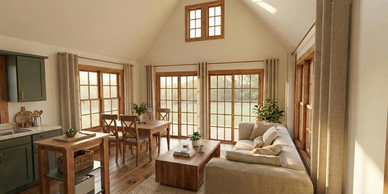 16x24 Small Cabin Plans With Loft: DIY Cottage House Blueprint (PDF ...
