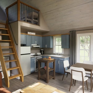 16x24 Small Cabin Plans With Loft: DIY Cottage House Blueprint (PDF ...