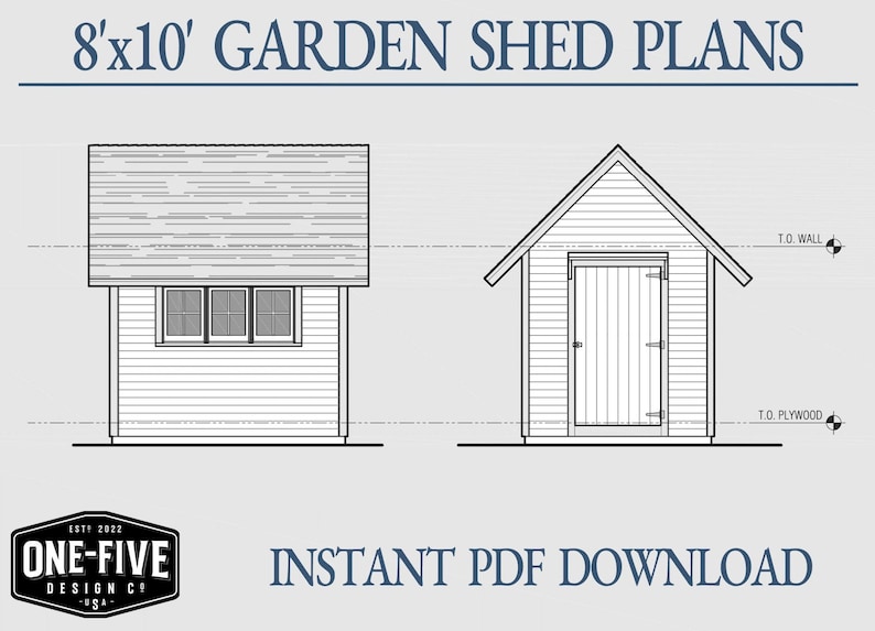 8'x10' Gable Garden Shed Plans: DIY Backyard Shed Blueprints (PDF) - Etsy