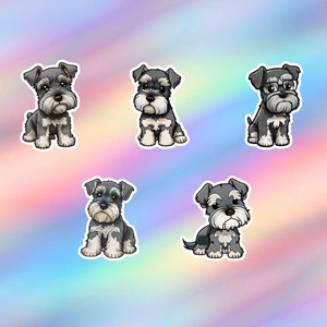 Cute Miniature Schnauzer Stickers Pack of 5 Kawaii Miniature Schnauzer ...
