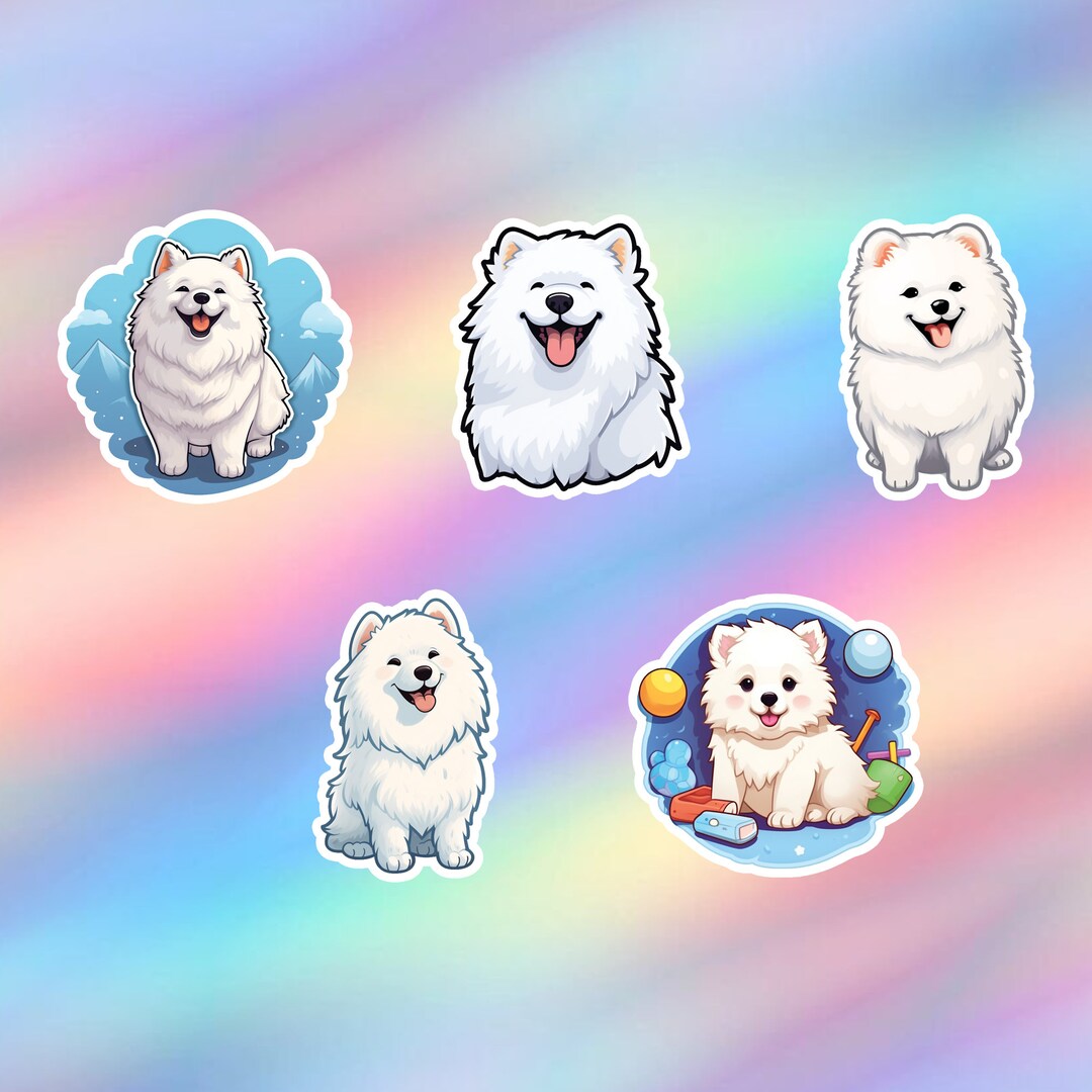 Cute Samoyed Stickers Pack of 5 Kawaii Samoyed Stickers Dog Vinyl ...