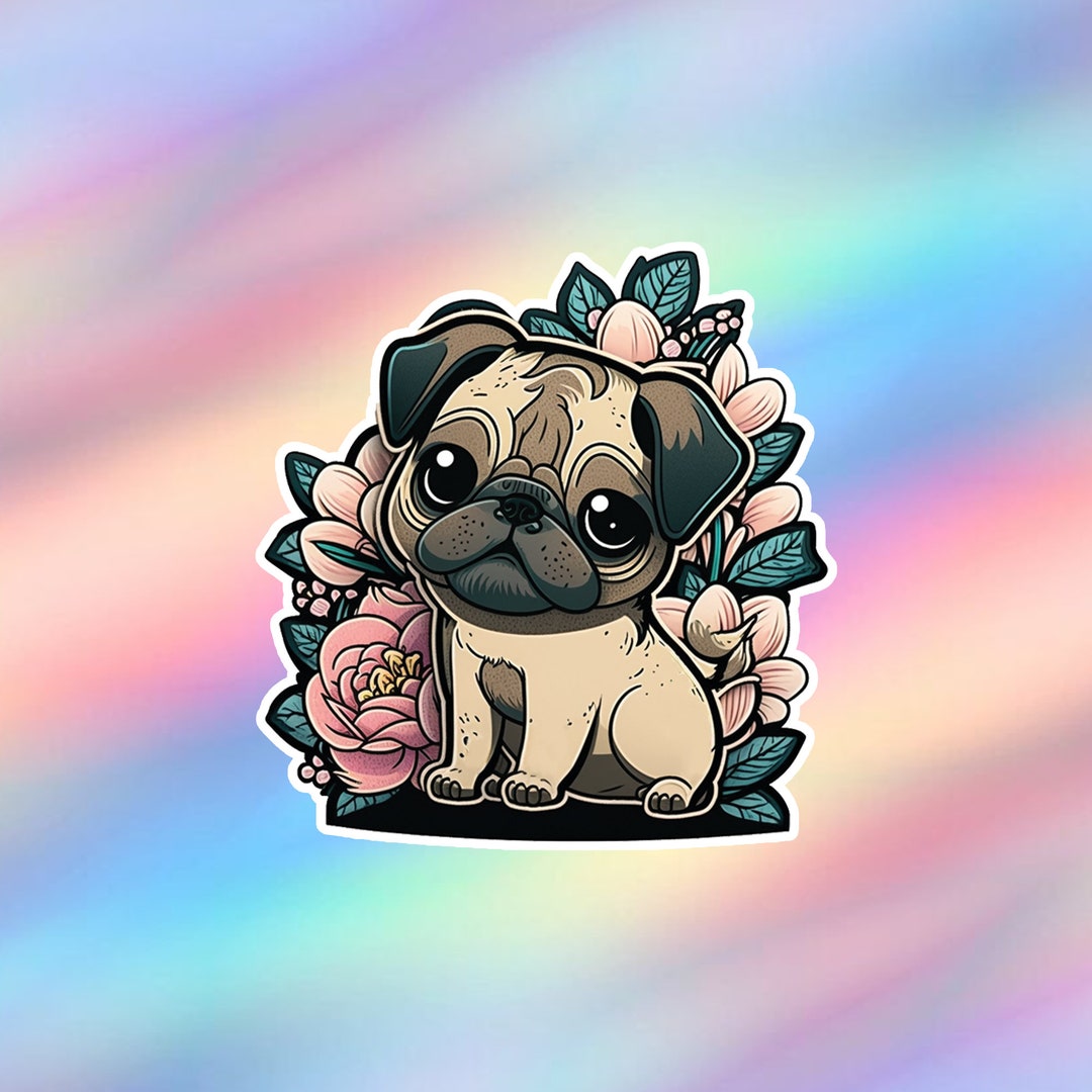Cute Pug Sticker Kawaii Pug Sticker Vinyl Dog Laptop Sticker Animal ...