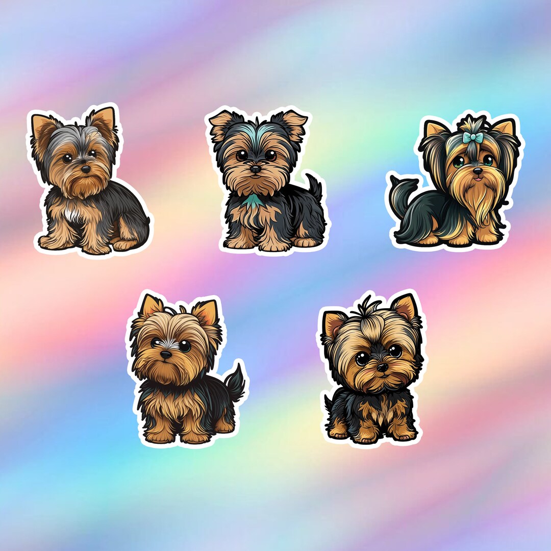 Cute Yorkshire Terrier Stickers Pack of 5 Kawaii Yorkshire Terrier ...