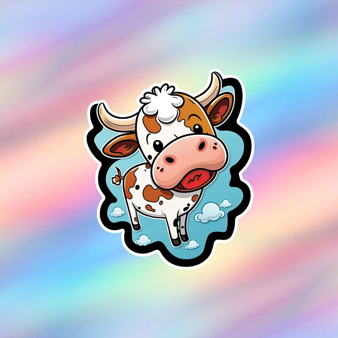Cute Cow Sticker Kawaii Vinyl Laptop Sticker Animal Water Bottle ...