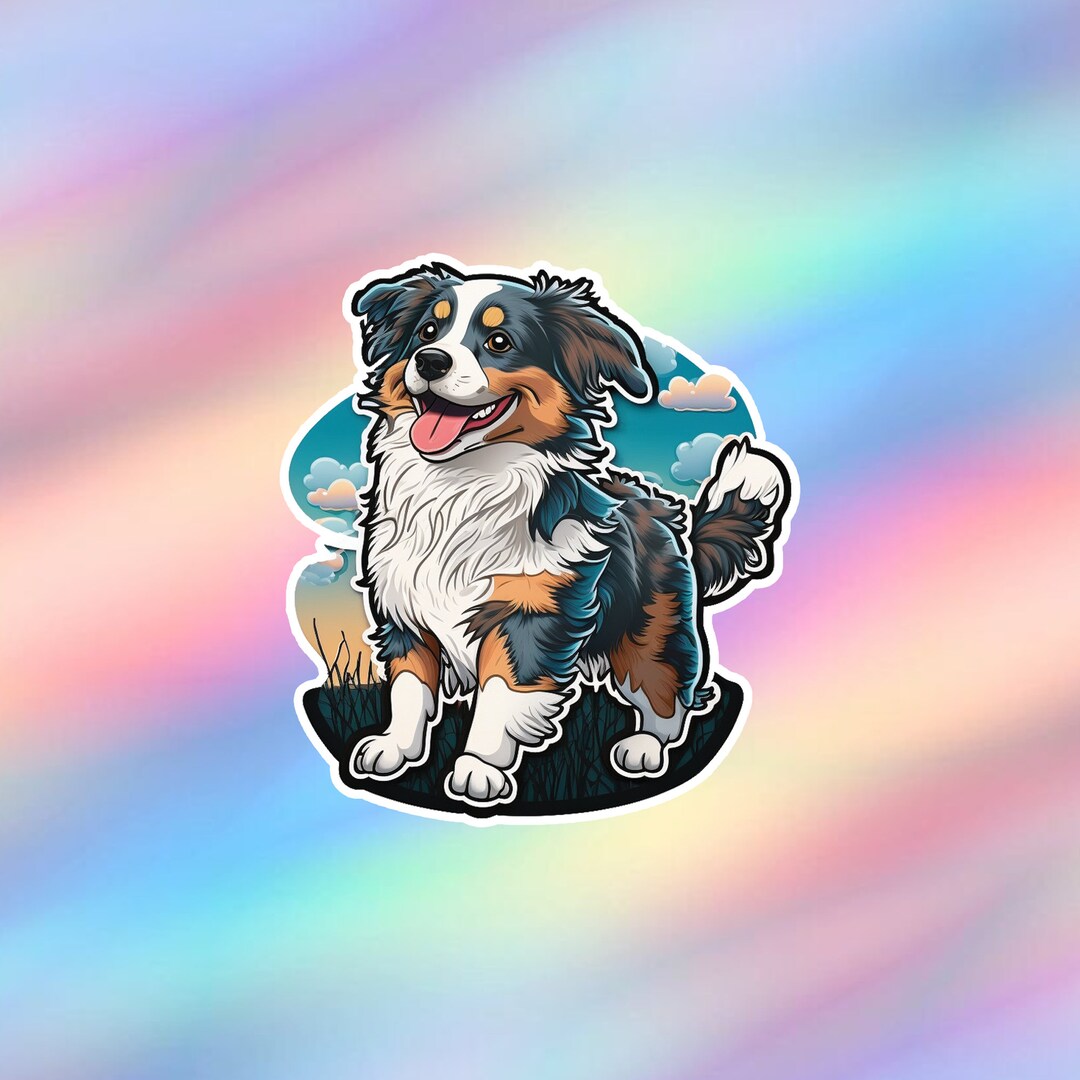 Cute Australian Shepherd Sticker Kawaii Australian Shepherd Sticker ...