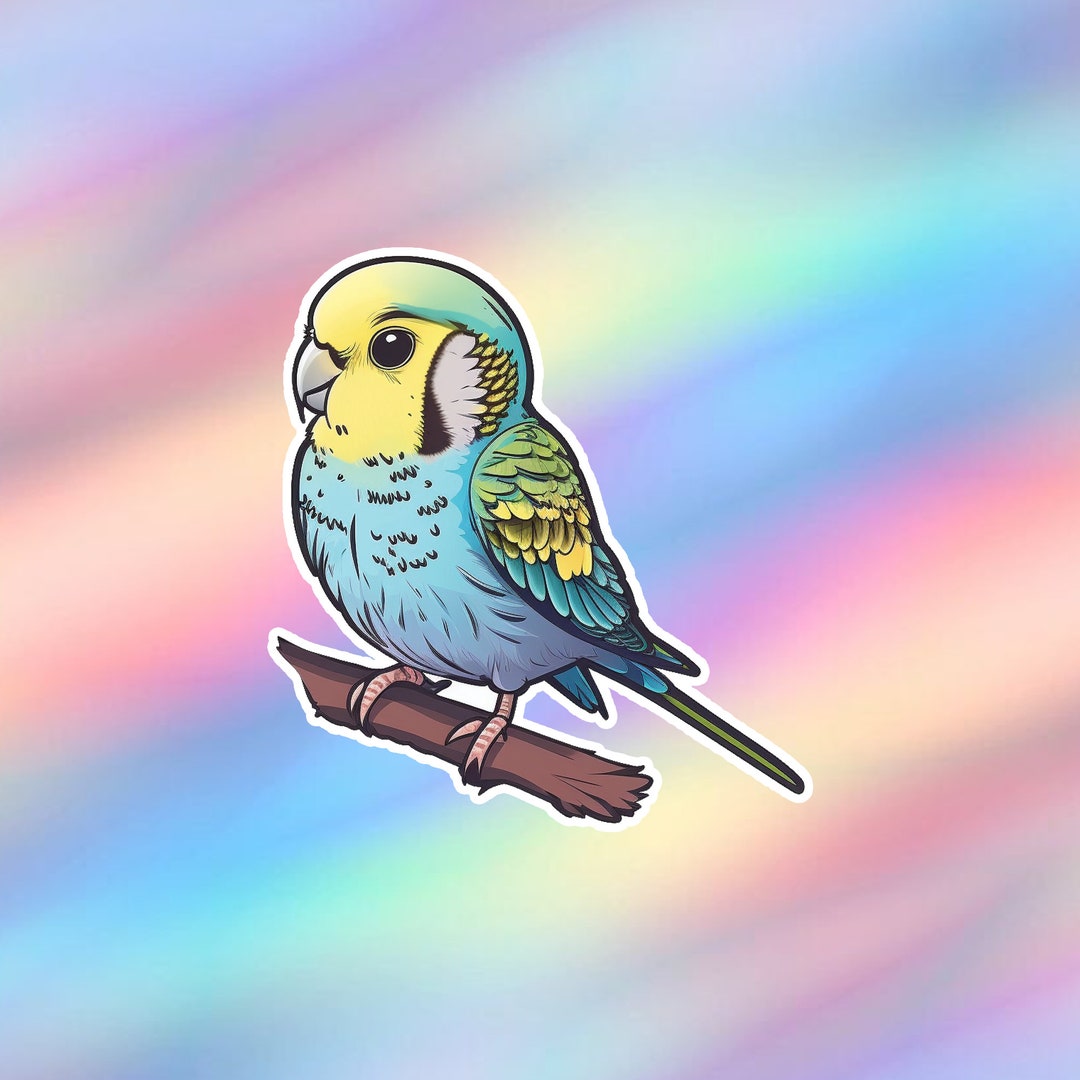 Cute Parakeet Sticker Kawaii Animal Vinyl Laptop Sticker Budgie Water ...