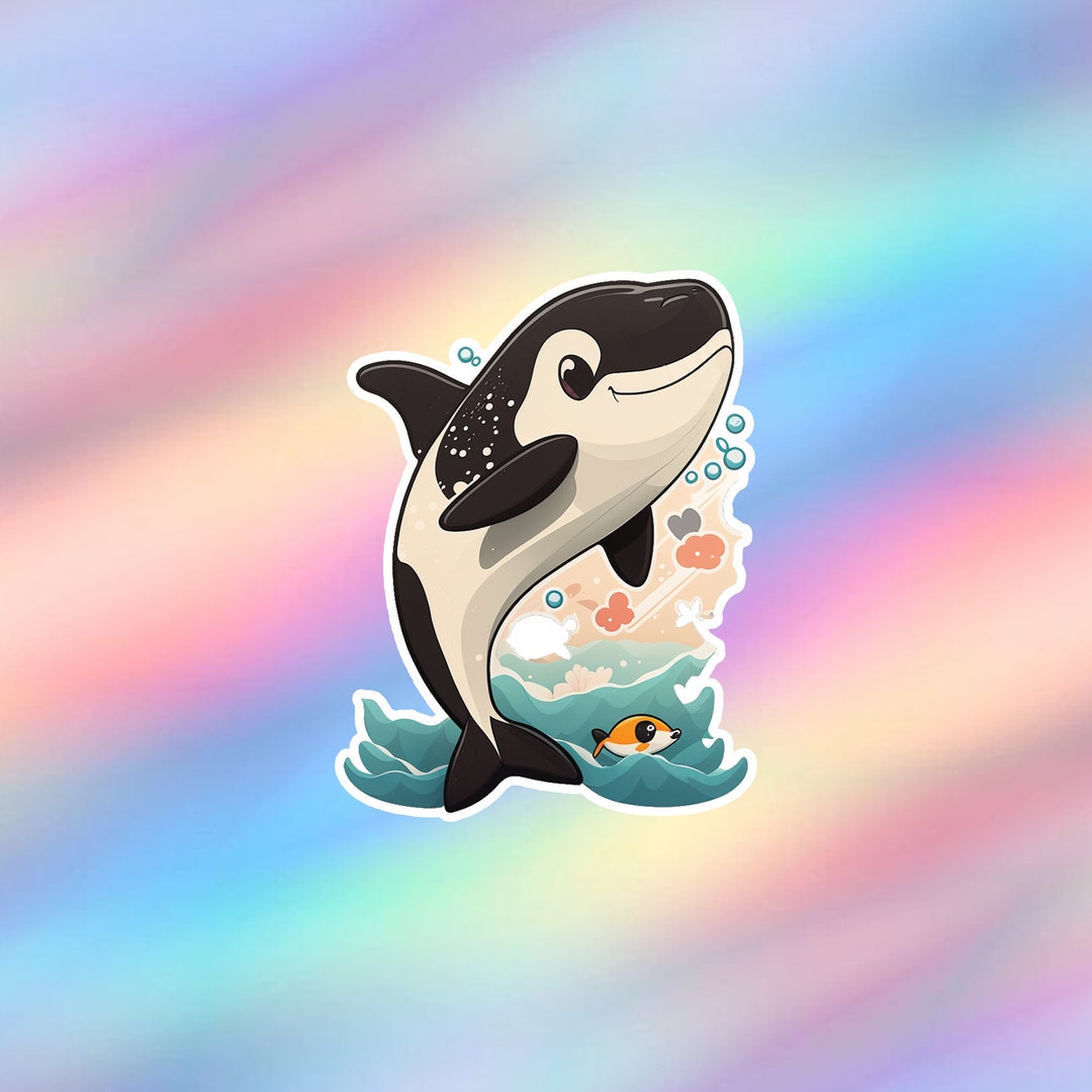Cute Orca Sticker Kawaii Orca Sticker Animal Vinyl Laptop Sticker Water ...