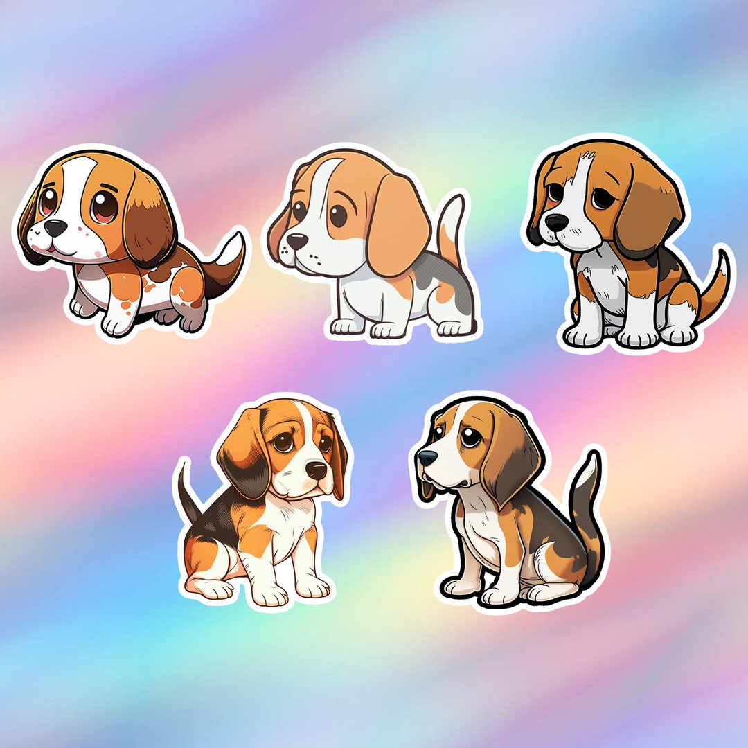 Cute Beagle Stickers Pack of 5 Kawaii Beagle Sticker Vinyl Laptop Dog ...