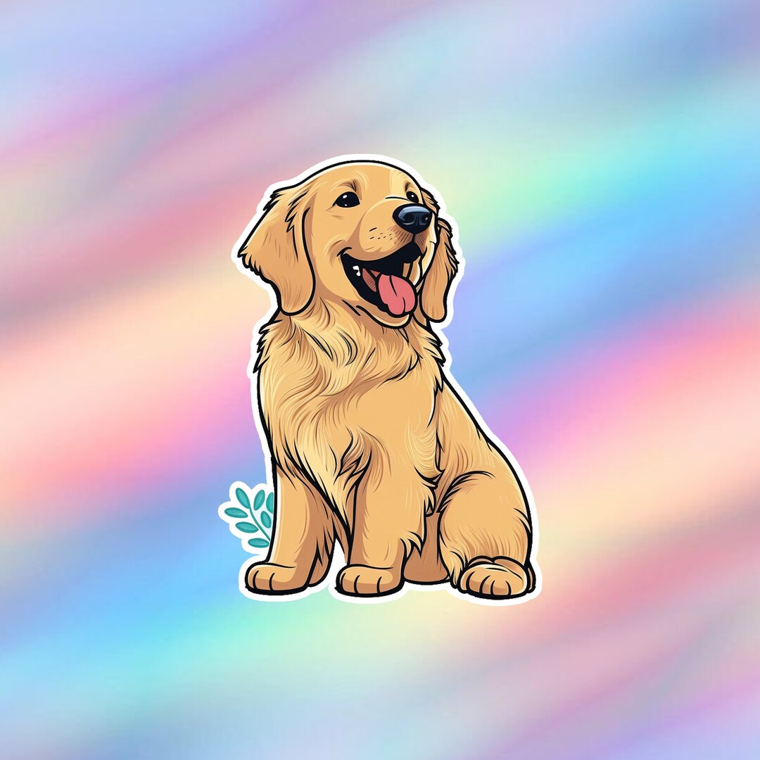 Cute Golden Retriever Sticker Kawaii Vinyl Dog Laptop Sticker Animal ...